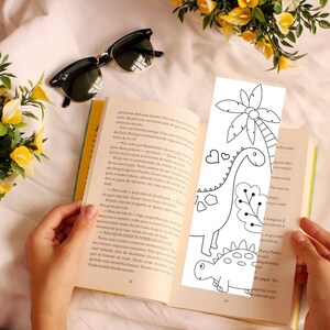 Dinosaur Coloring Bookmarks for Kids, Printable Bookmarks to Color ...