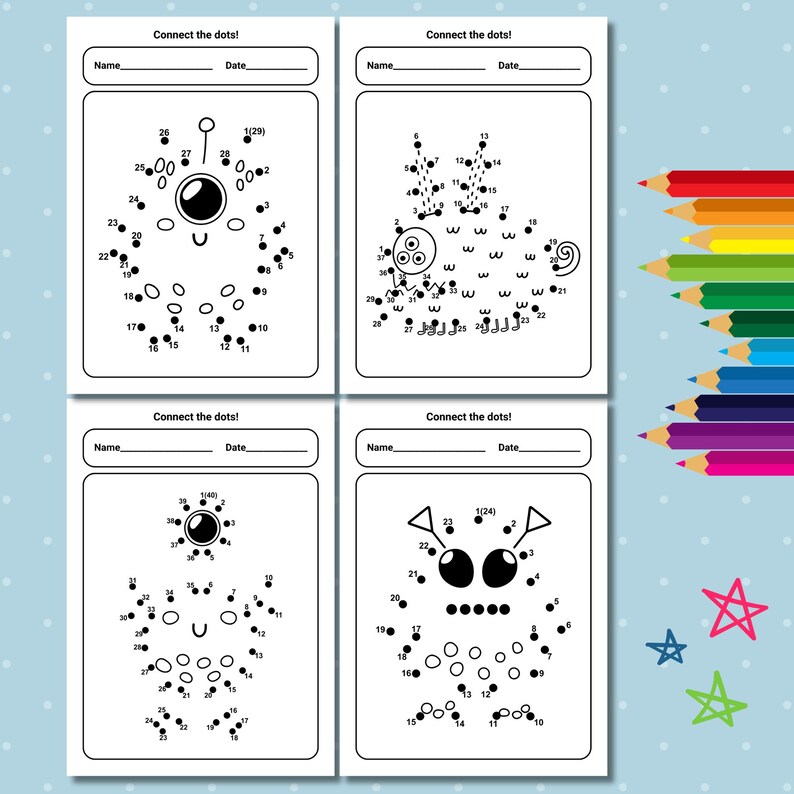 Printable Monster Dot to Dot Coloring Pages, Printable Connect the Dots ...