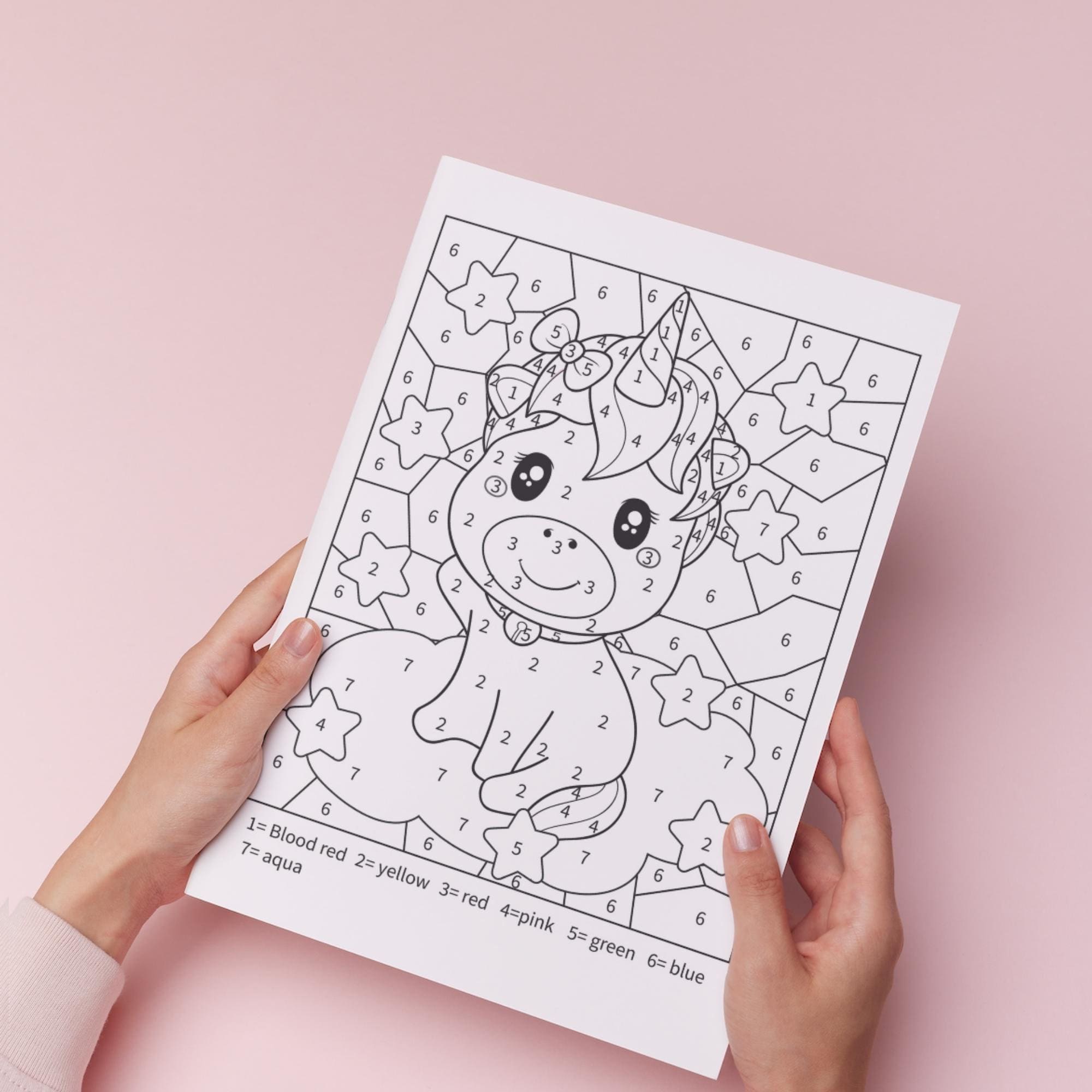 Unicorn Color by Number Pages for Kids, Color by Number Book, Printable ...