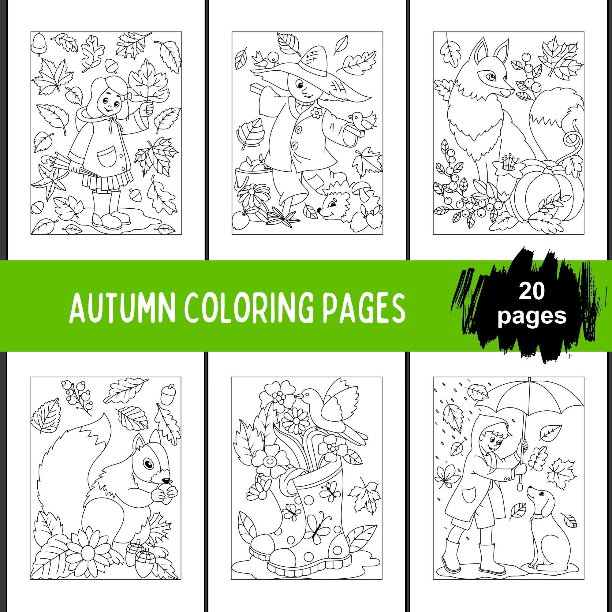 Autumn Coloring Pages for Kids, Fall Coloring Pages, Thanksgiving ...