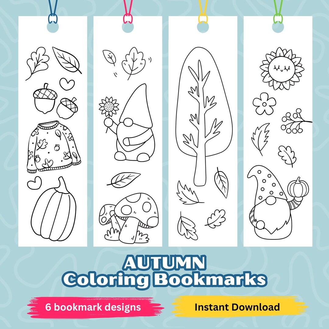 Autumn Bookmarks Printable, Woodland Coloring Bookmarks for Kids ...
