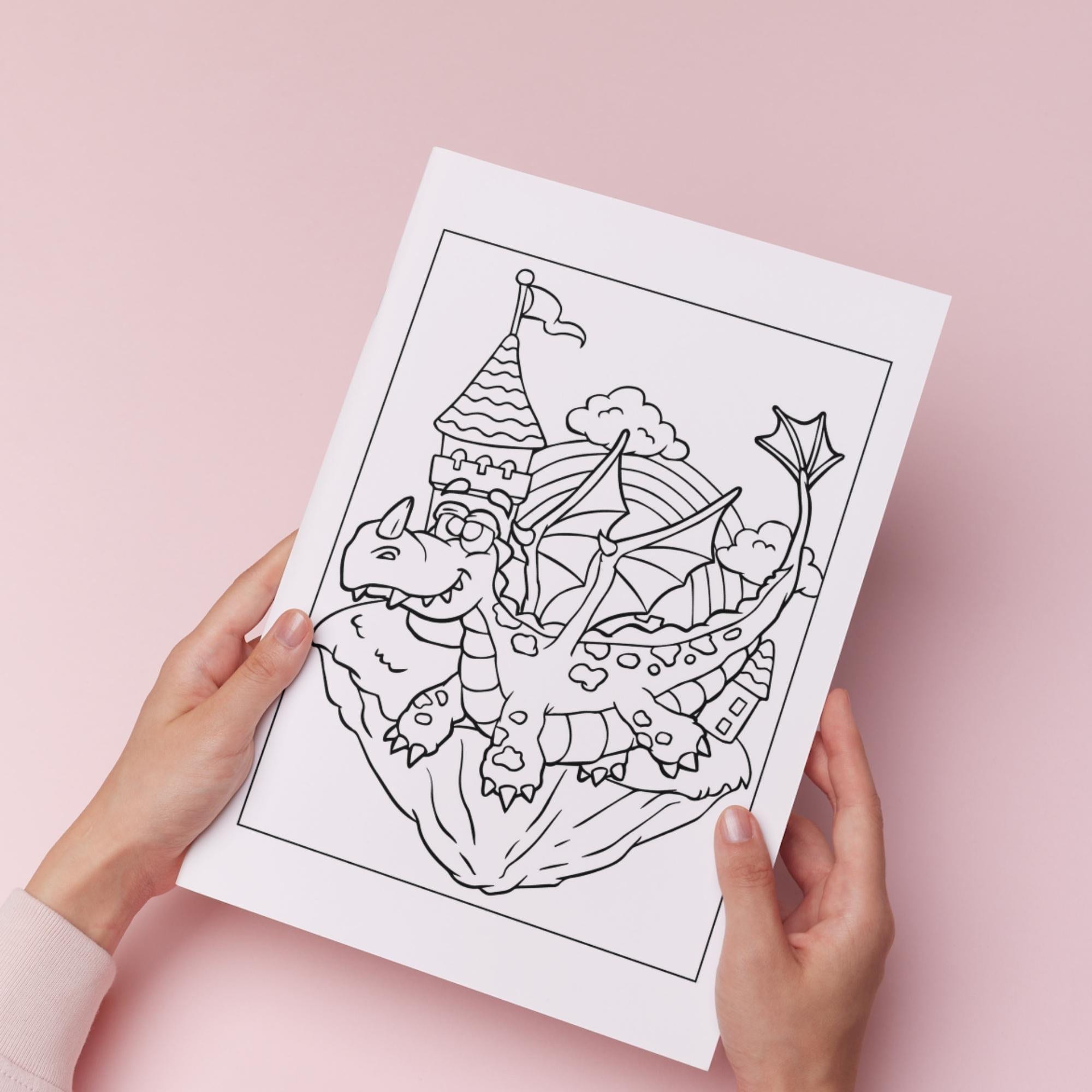 Cute Baby Dragon Coloring Pages for Kids, Fantasy Coloring Book, Dragon ...