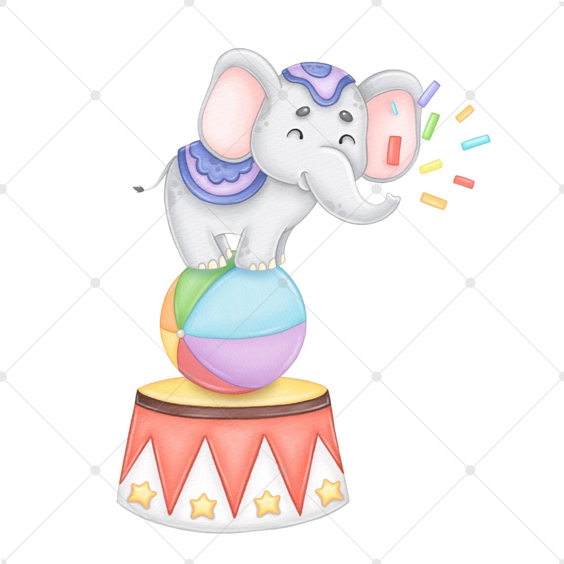 Circus Clipart Watercolor Clipart Nursery Decor Circus Animal Clipart ...