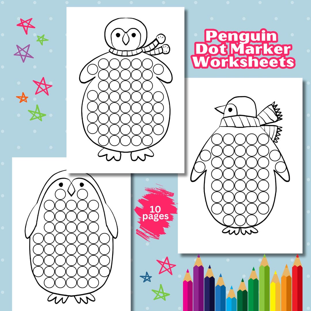 Penguin Dot Marker Worksheets, Penguin Dot Marker Coloring Pages for ...