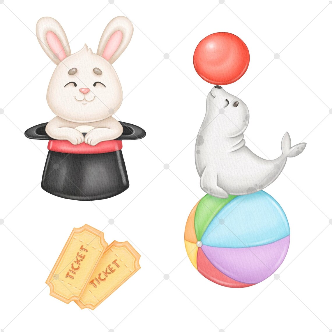 Circus Clipart Watercolor Clipart Nursery Decor Circus Animal Clipart ...