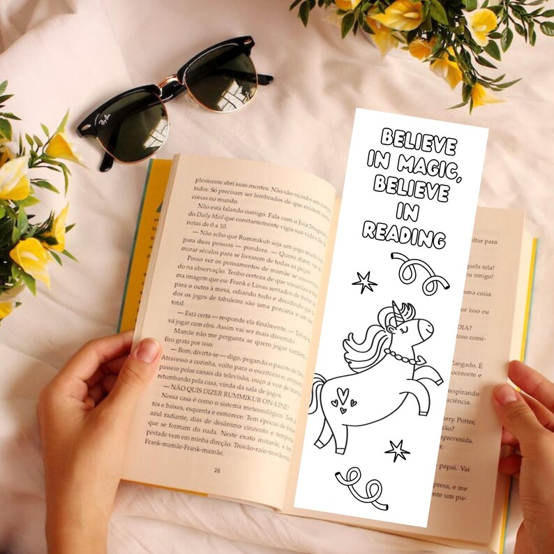 Unicorn Coloring Bookmarks for Kids: Set of 4 Fantasy Bookmarks ...