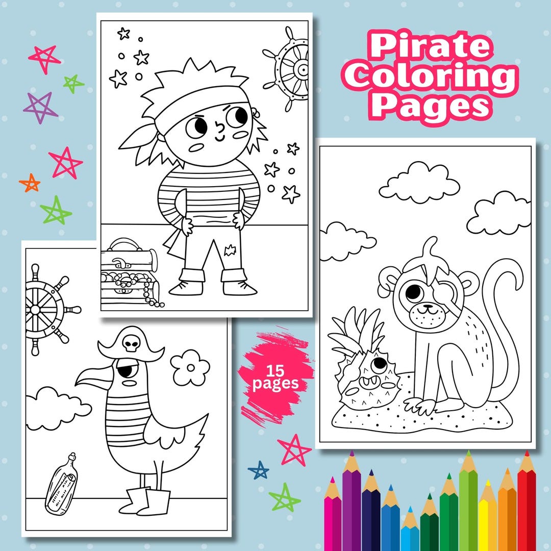 Pirate Coloring Pages for Kids, Pirate Printables, Pirate Activity ...