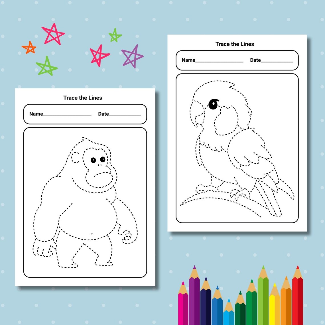 Preschool Line Tracing Worksheets, Safari Tracing and Coloring Pages ...