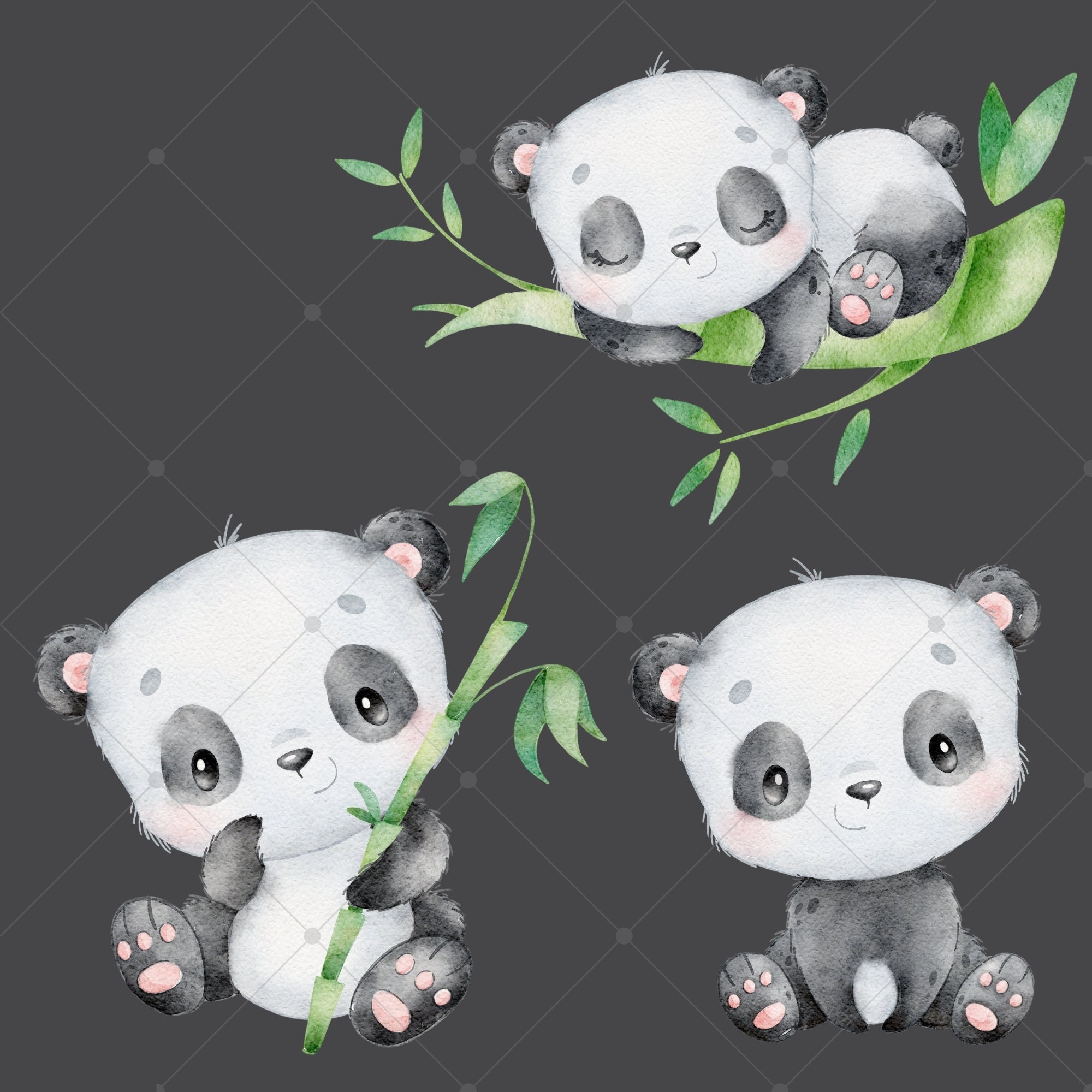 Watercolor Panda Clipart, Cute Panda Clipart, Panda PNG, Baby Panda ...