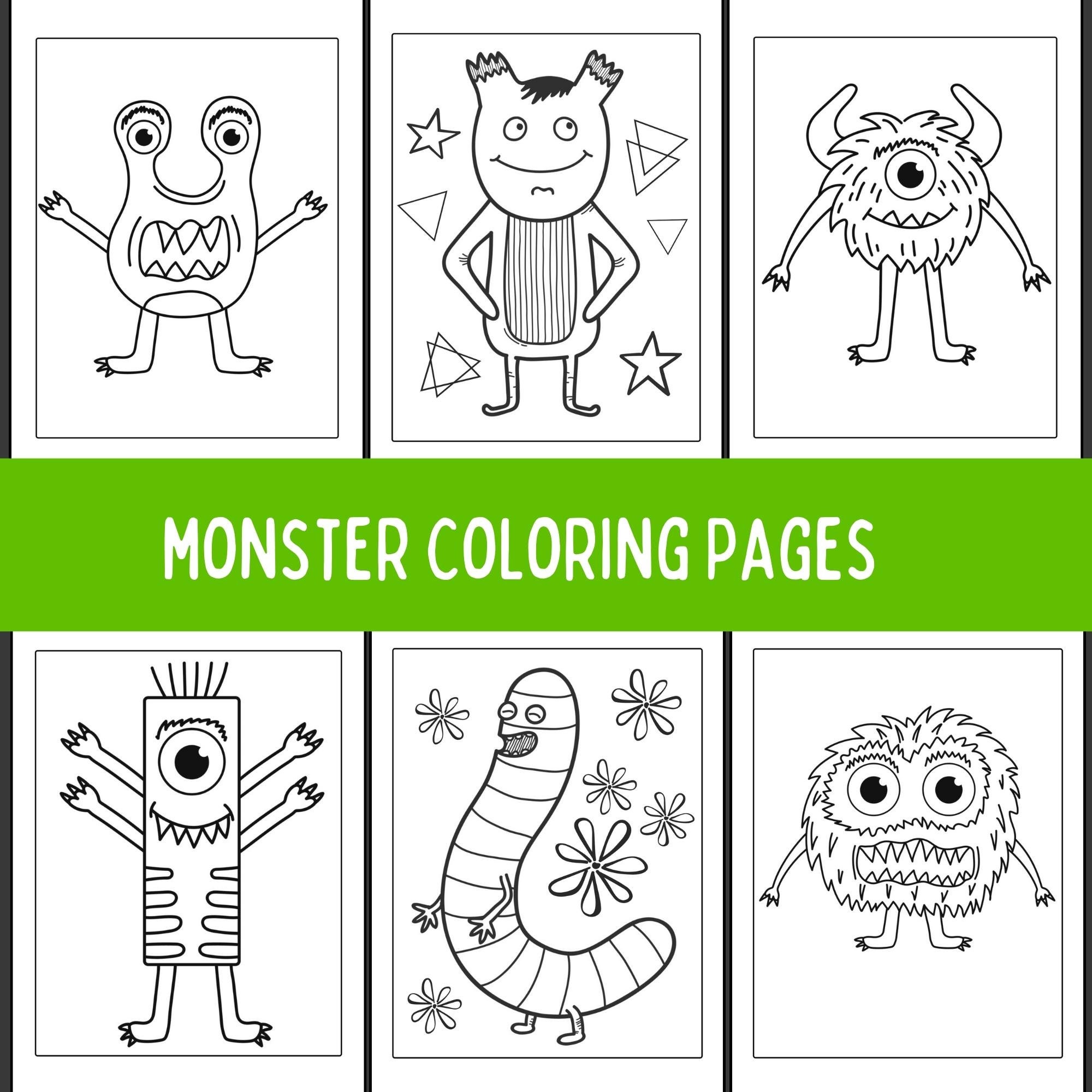Monster Coloring Pages for Kids, Monster Birthday Party, Alien Coloring ...