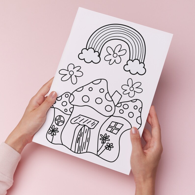 Fairy House Coloring Pages for Kids, Mushroom Coloring Pages, Mushroom ...