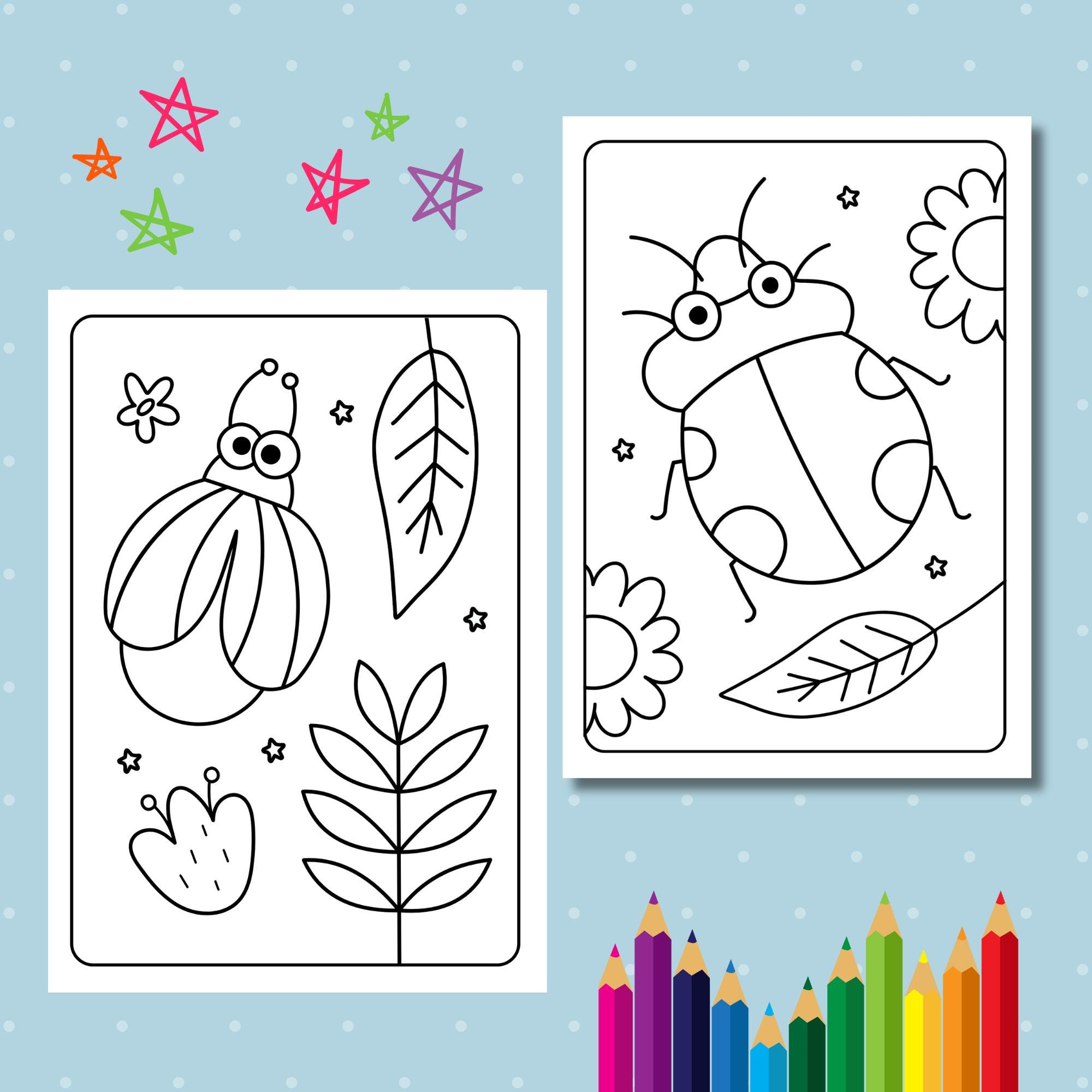 Cute Bug Coloring Pages for Kids, Printable Insect Coloring Pages ...