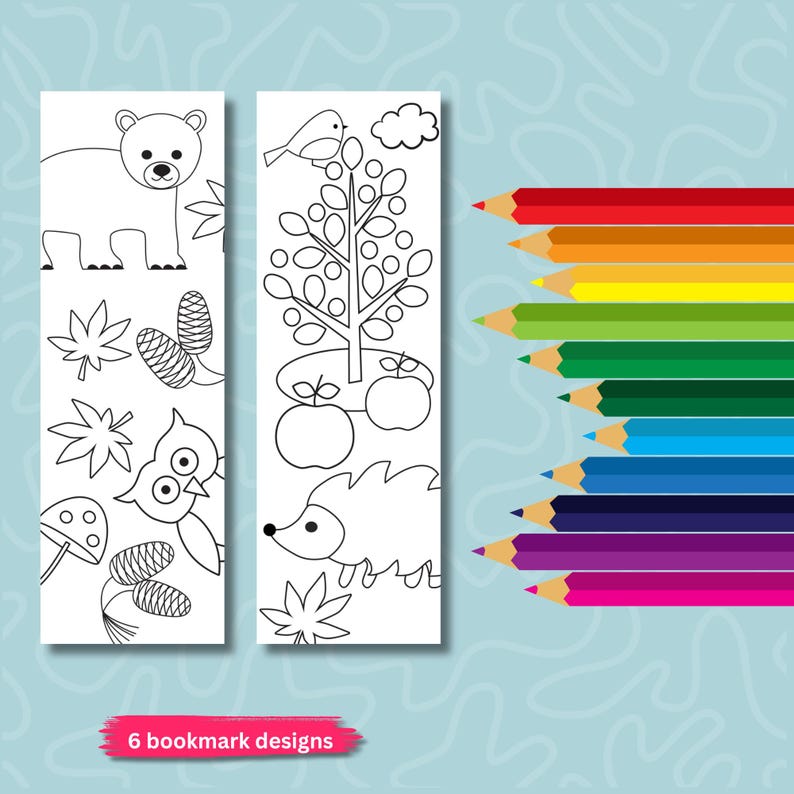 Woodland Animal Coloring Bookmarks: Kids' Printable Activity (PDF) - Etsy