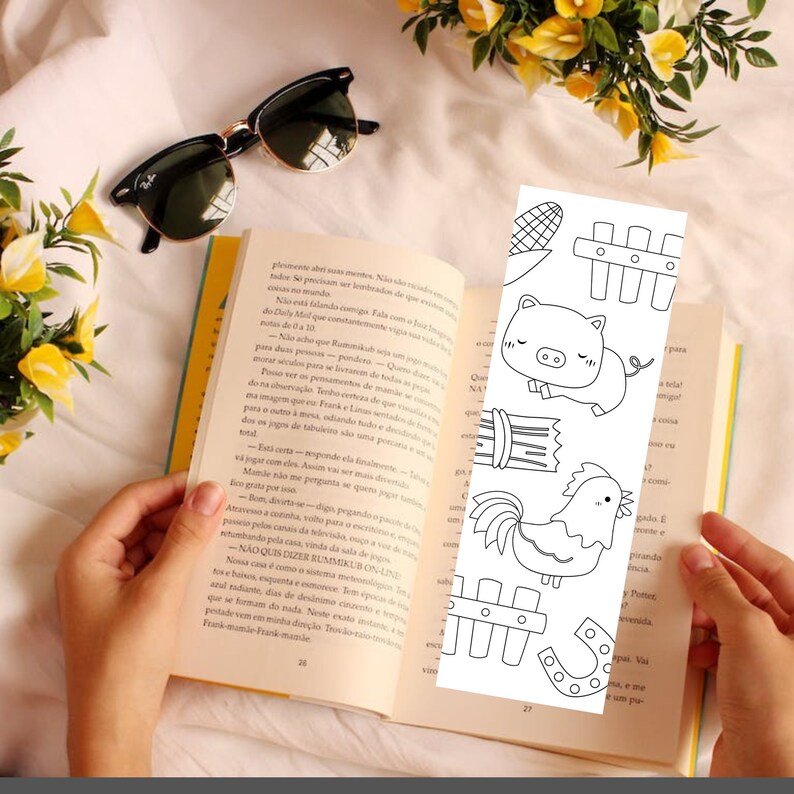Farm Animal Coloring Bookmarks: Kids Printable Bookmarks (PDF) - Etsy