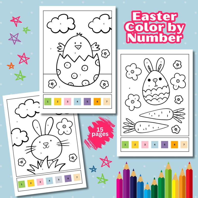 Easter Coloring by Number - Etsy
