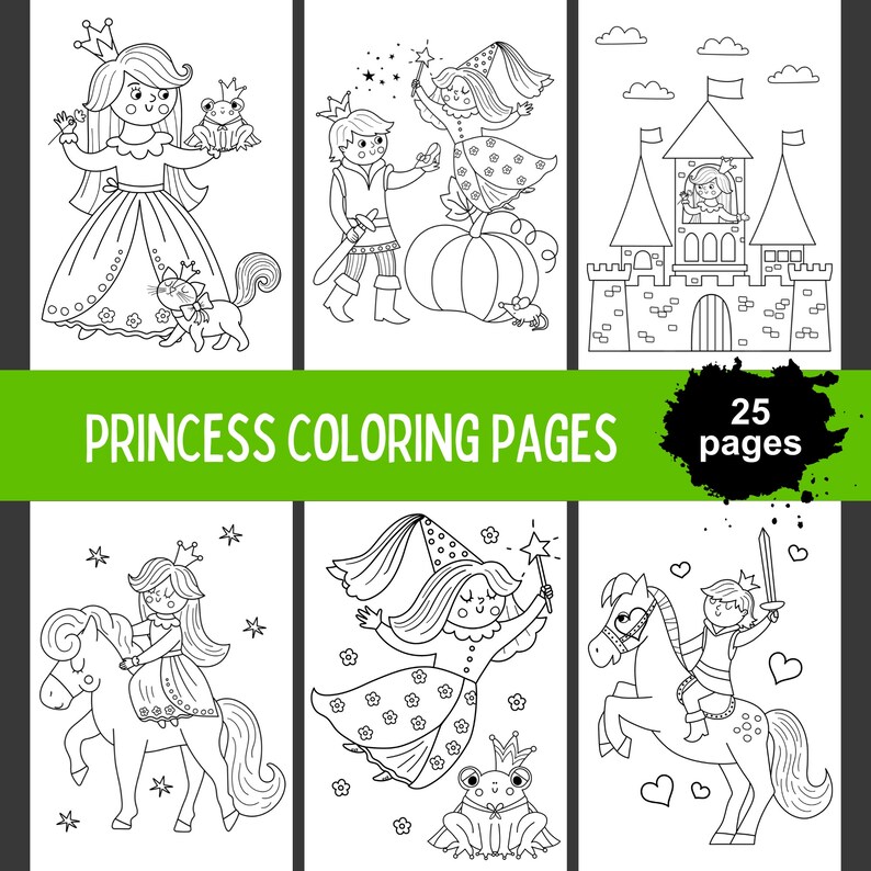 Princess Coloring Pages for Kids, Castle Coloring Pages, Unicorn ...