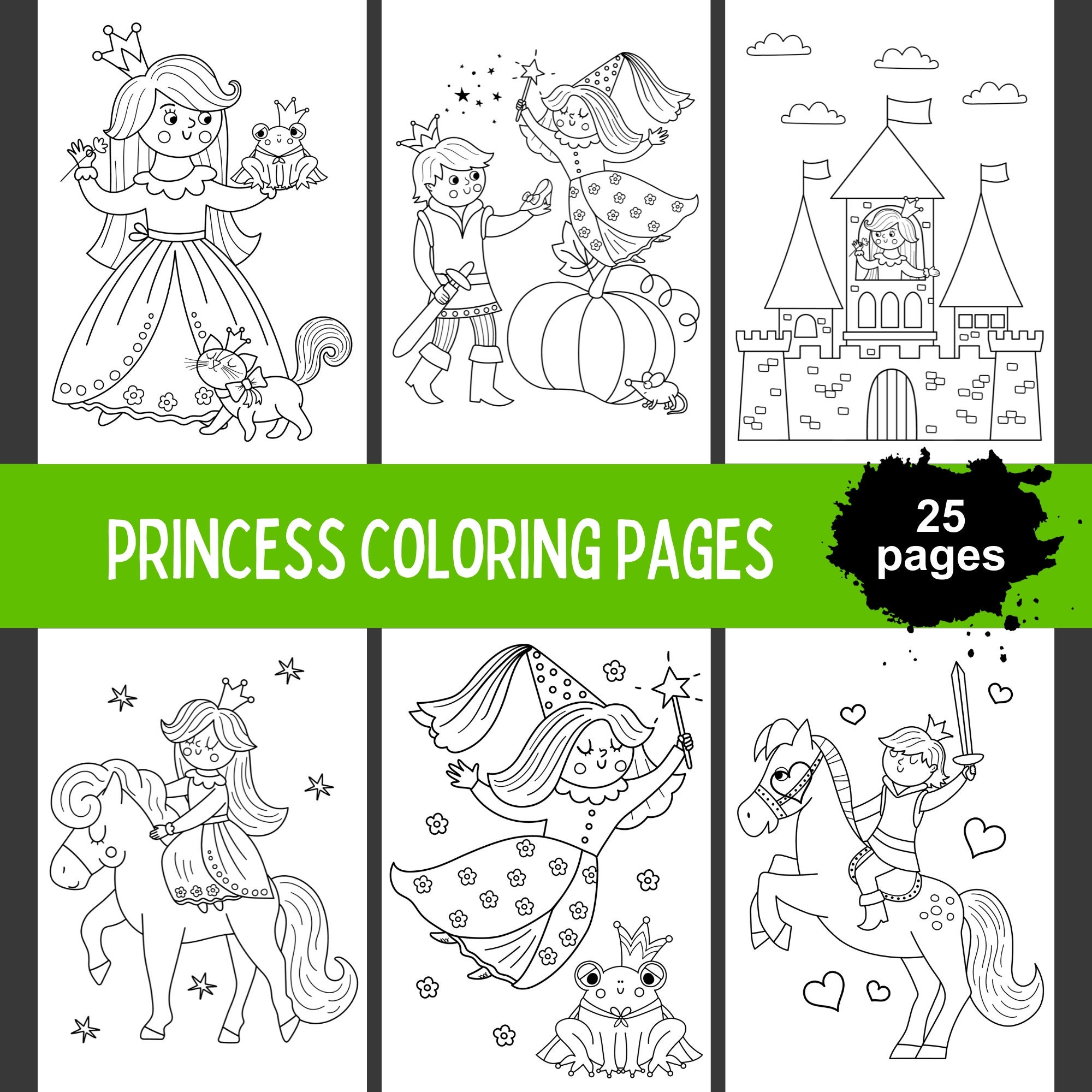 Princess Coloring Pages for Kids, Castle Coloring Pages, Unicorn ...