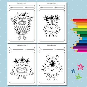 Printable Monster Dot to Dot Coloring Pages, Printable Connect the Dots ...