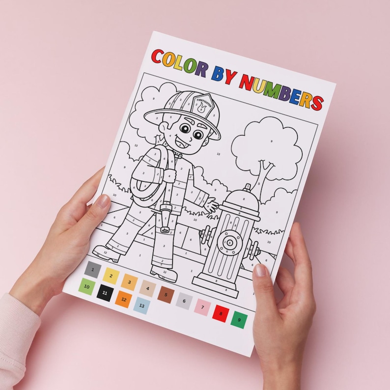 Firefighter Coloring Pages for Kids, Firefighter Color by Number ...