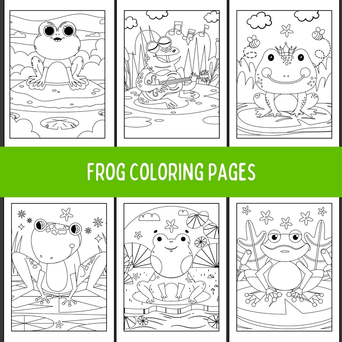 Cute Frog Coloring Pages for Kids, Frog Themed Birthday Party, Cute ...