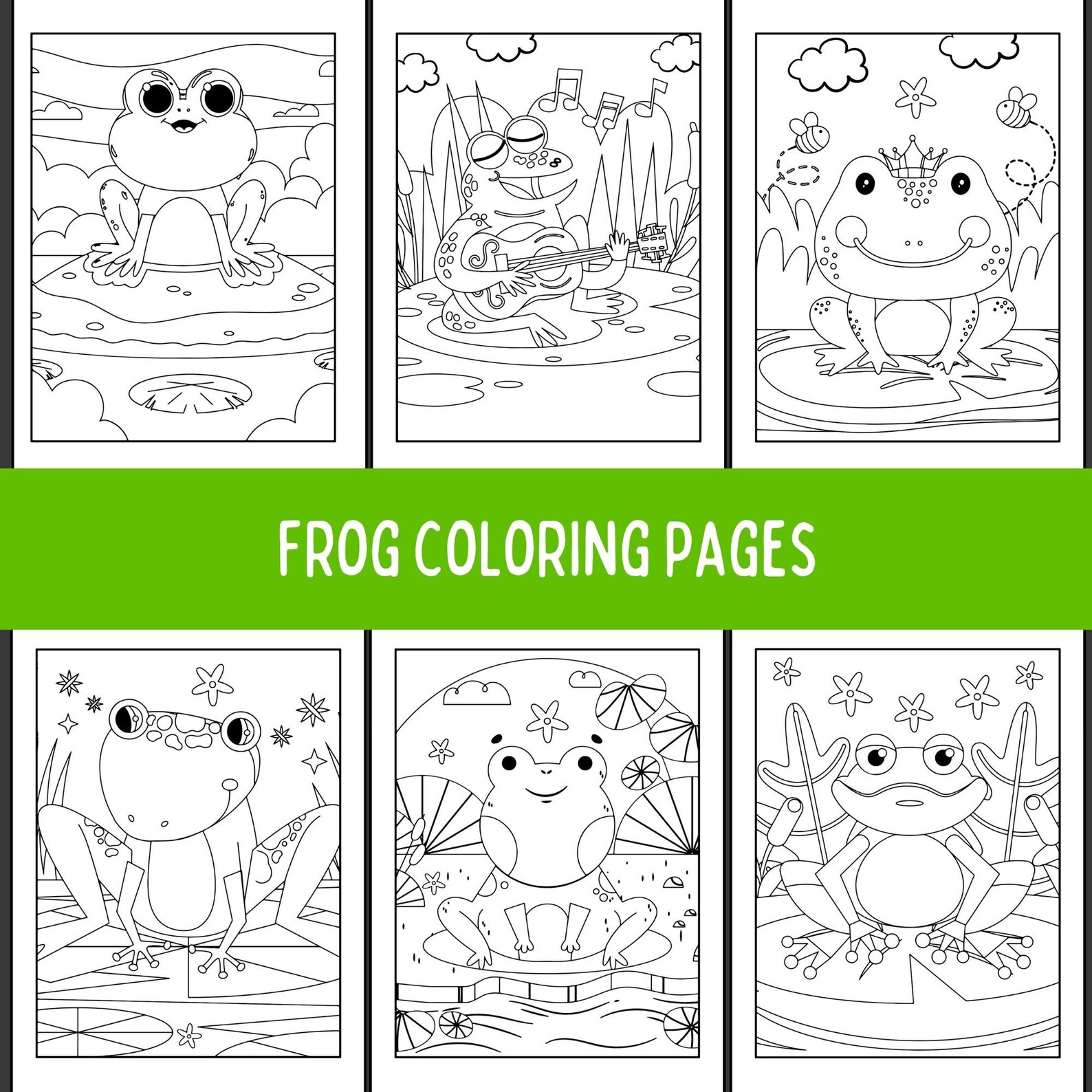 Cute Frog Coloring Pages for Kids, Frog Themed Birthday Party, Cute ...
