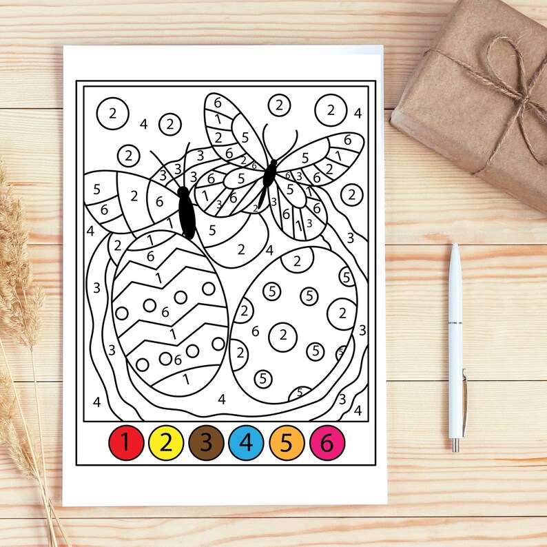 Easter Color by Number for Kids, Printable Color by Number Book, Color ...