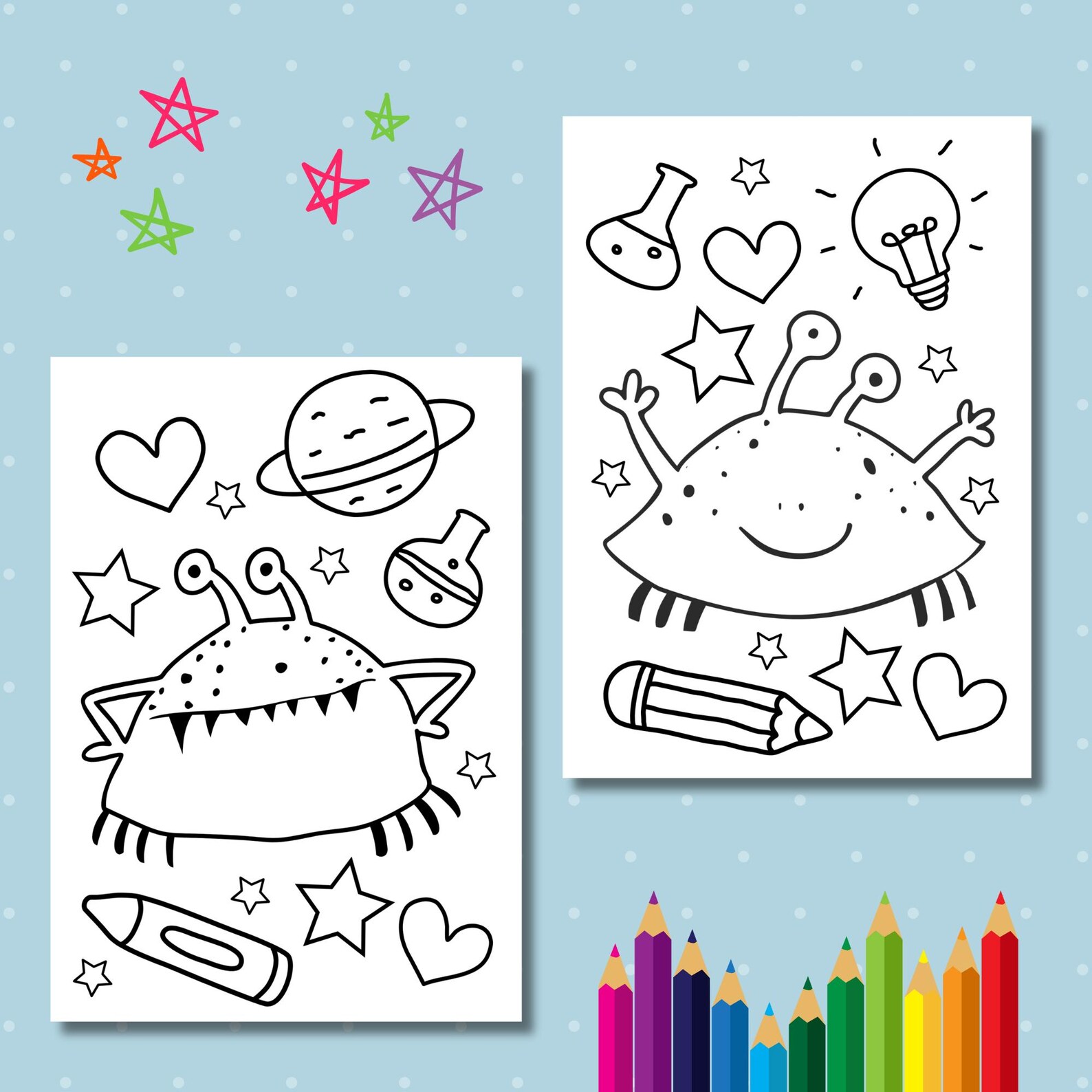 Cute Monster Coloring Pages for Kids, Monster Birthday Party, Cute ...
