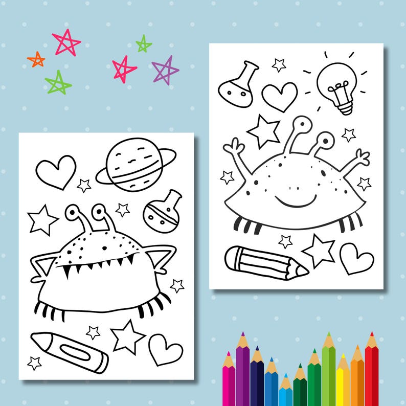 Cute Monster Coloring Pages for Kids, Monster Birthday Party, Cute ...