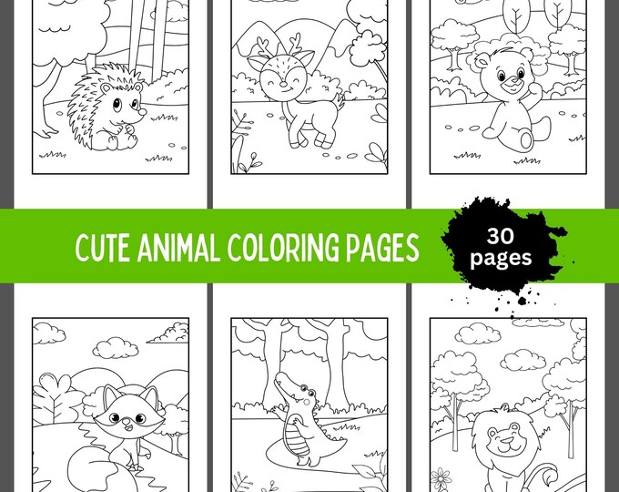 120 Cute Animal Coloring Pages for Kids Vol. 1, Cute Animal Coloring ...