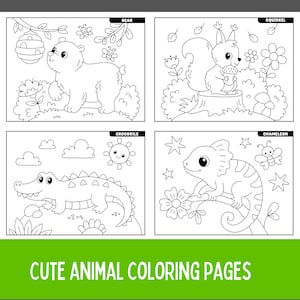 Cute Animal Coloring Book for Kids, Baby Animal Coloring Pages, Animal ...