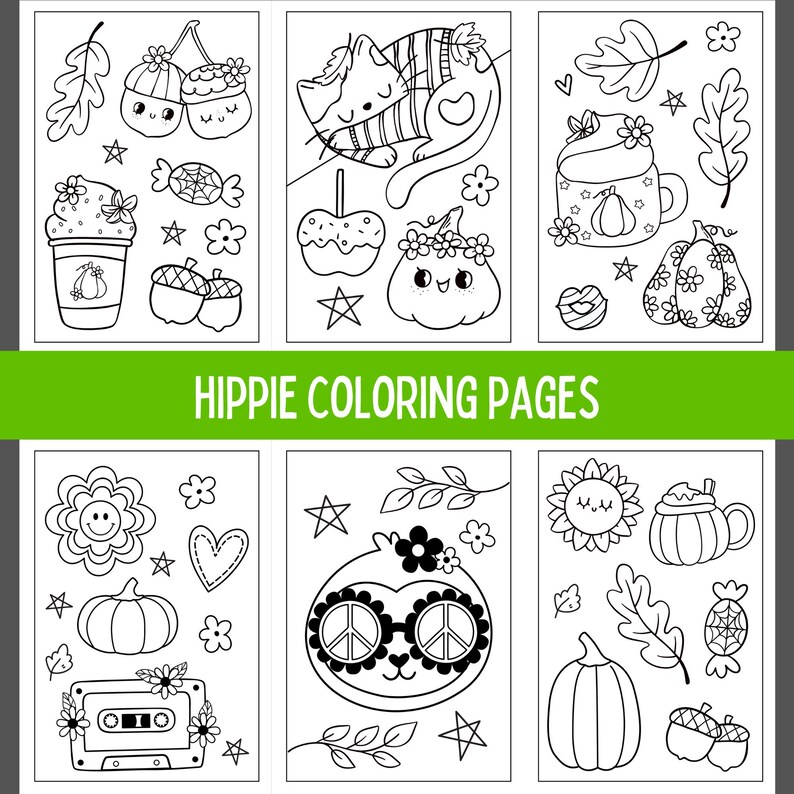 Hippie Coloring Pages for Kids, Groovy Coloring Pages, Retro Coloring ...