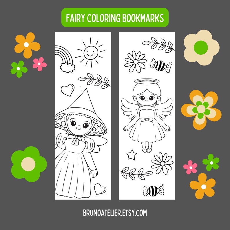 Fairy Coloring Bookmarks for Kids, Princess Coloring Bookmarks, Fairy ...
