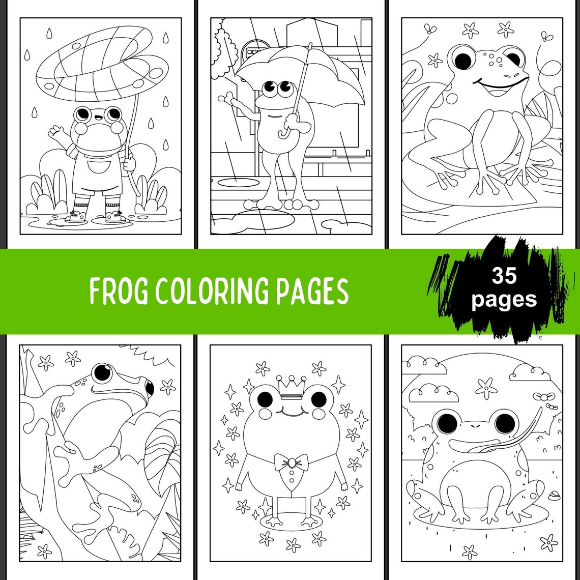 Cute Frog Coloring Pages for Kids, Frog Themed Birthday Party, Cute ...