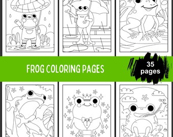 Downloadable Cute Frog Coloring Page for Kids - Etsy