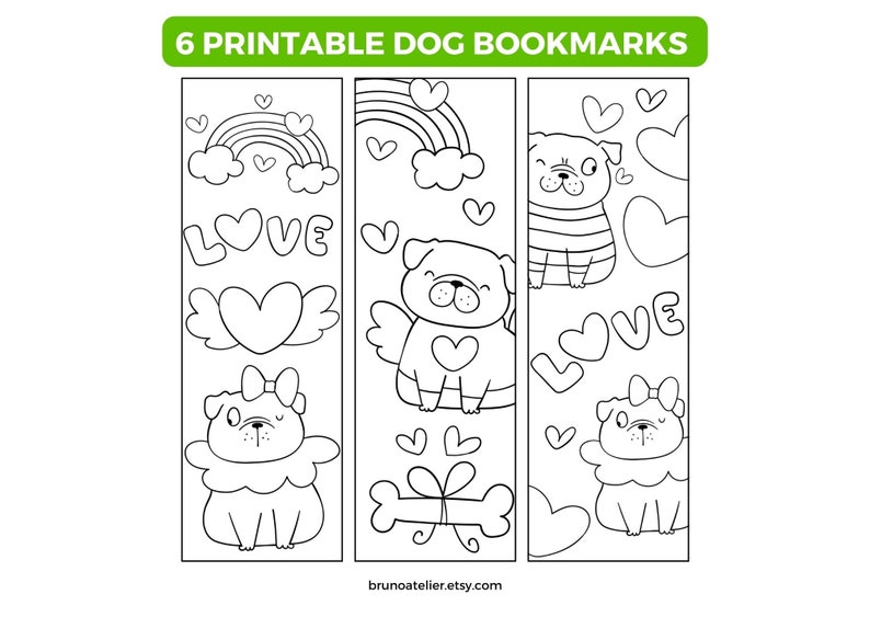 Dog Bookmarks for Kids Coloring Dog Bookmarks Puppy - Etsy