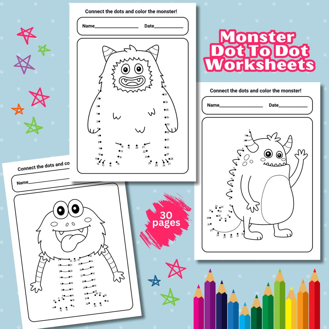 Monster Dot To Dot Ausmalbilder, Monster Ausmalbilder, Ausmalseiten ...