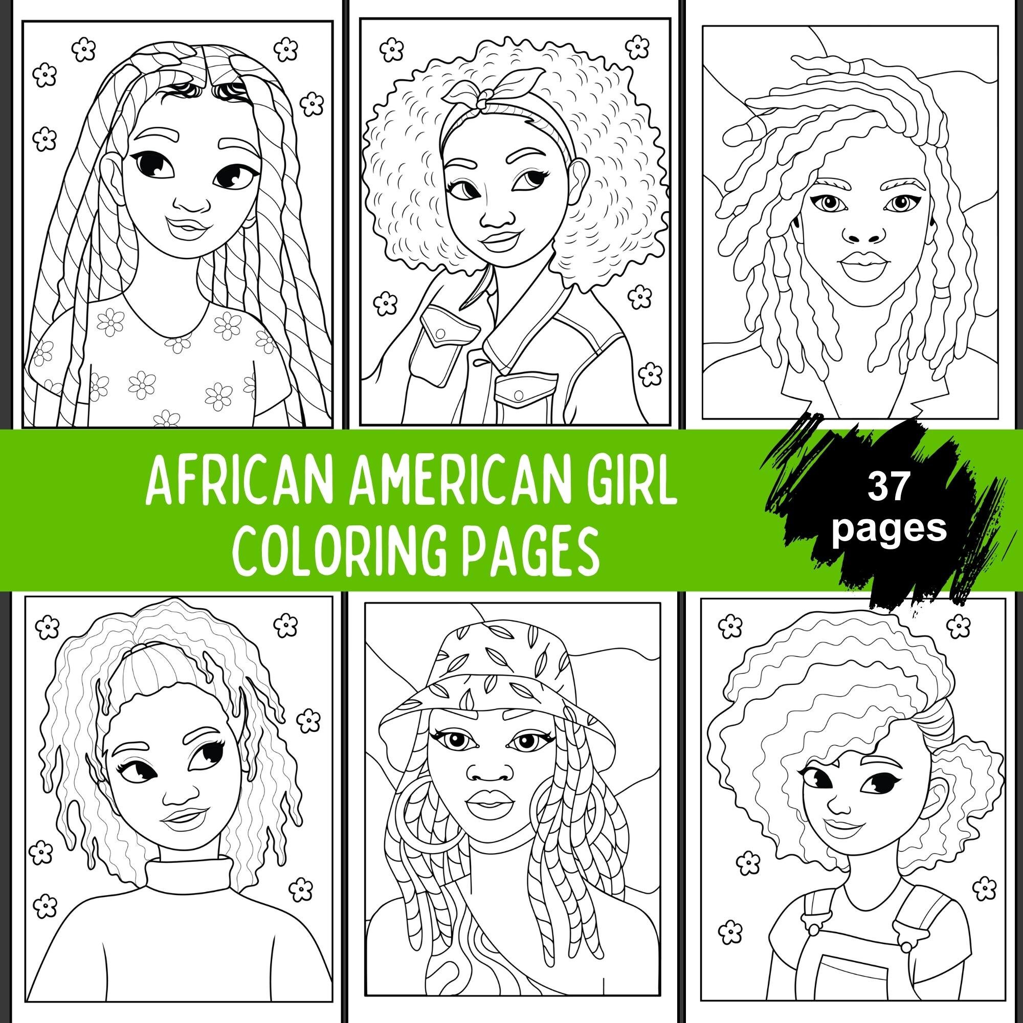 Black Girl Coloring Book for Kids, Melanin Coloring Pages, African ...