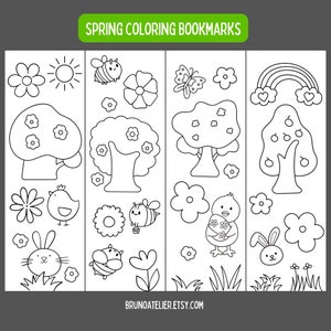 Spring Coloring Bookmarks for Kids, Printable Bookmarks to Color ...