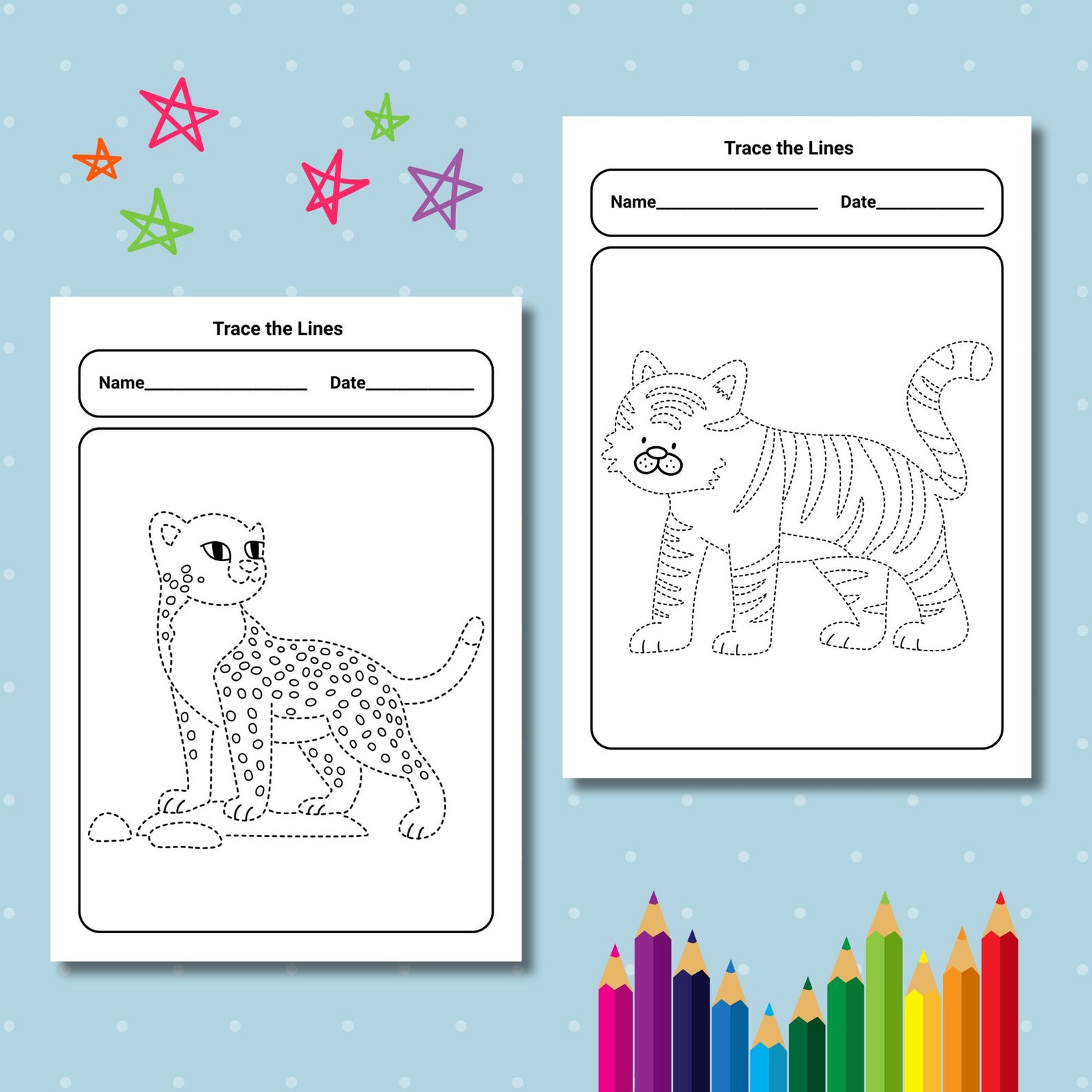 Preschool Line Tracing Worksheets, Safari Tracing and Coloring Pages ...