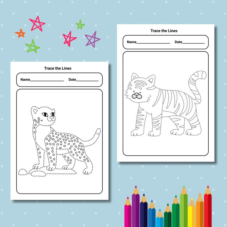 Preschool Line Tracing Worksheets, Safari Tracing and Coloring Pages ...