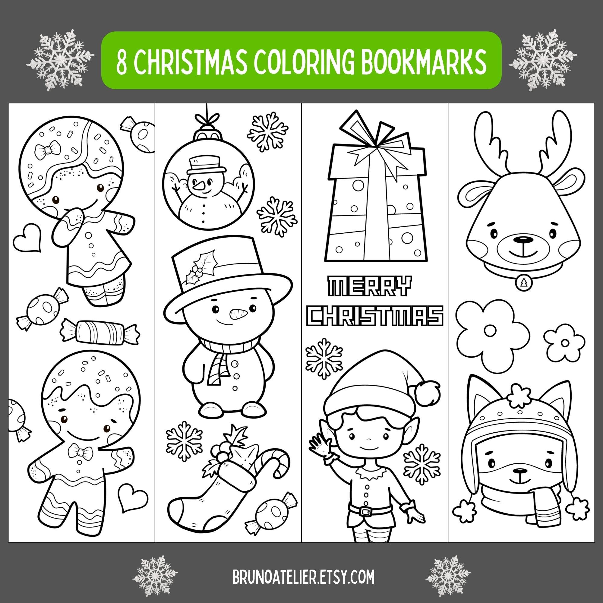 Christmas Coloring Bookmarks for Kids, Animal Coloring Bookmarks ...