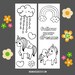 Unicorn Coloring Bookmarks for Kids, Animal Coloring Bookmarks, Unicorn ...