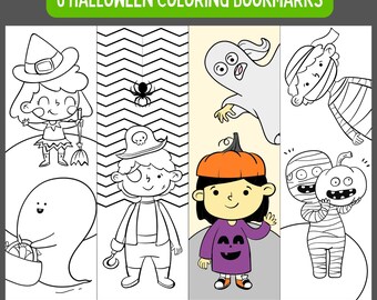 Cute Halloween Coloring Bookmarks for Kids, Halloween Coloring ...