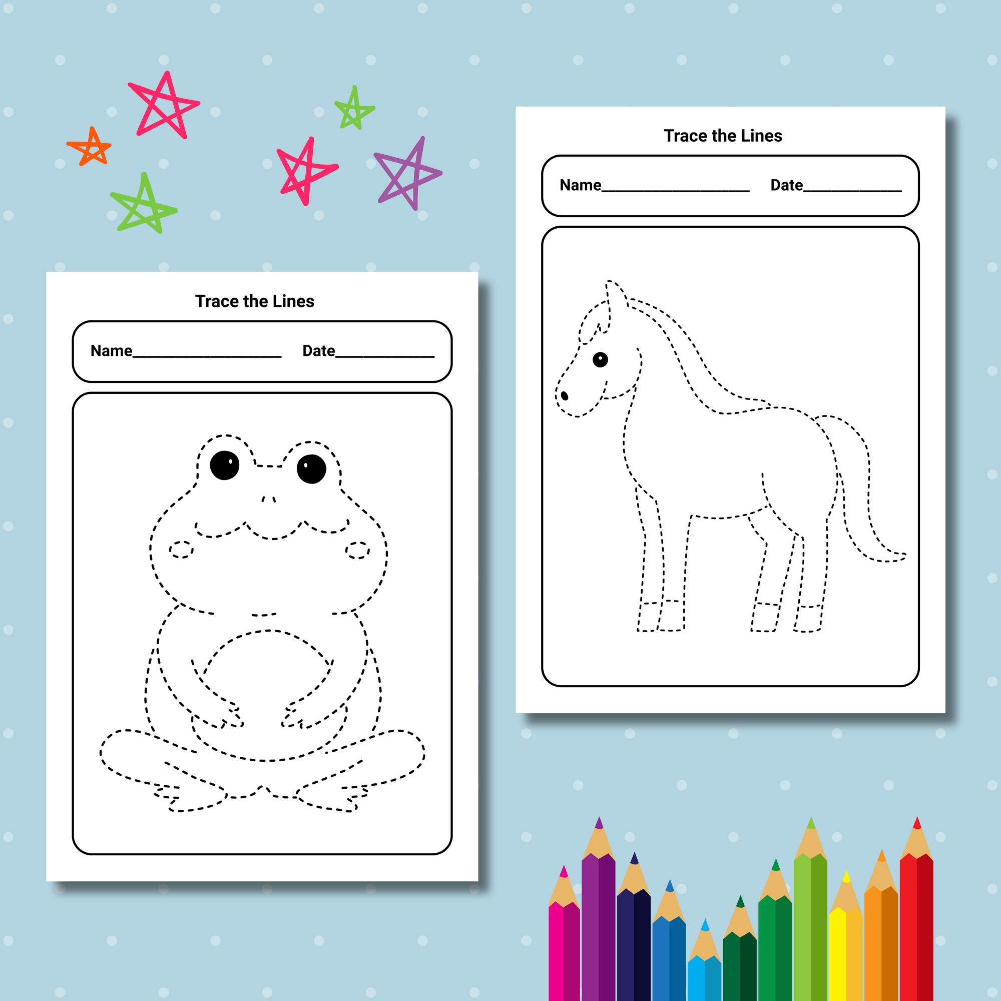 Preschool Line Tracing Worksheets, Farm Tracing and Coloring Pages for ...