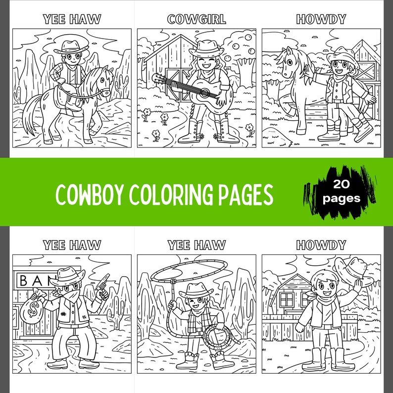 Cowboy Coloring Pages for Kids, Cowgirl Coloring Pages, Western ...