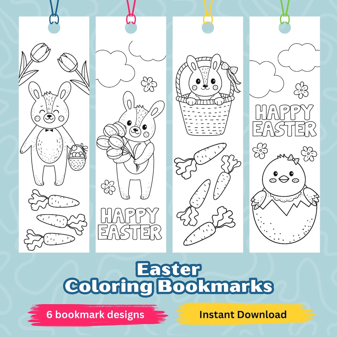 Easter Coloring Bookmarks for Kids, Animal Coloring Bookmarks, Easter ...