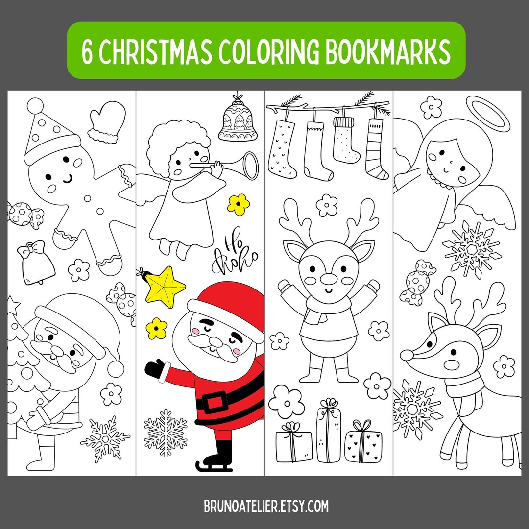 Christmas Coloring Bookmarks for Kids, Animal Coloring Bookmarks ...