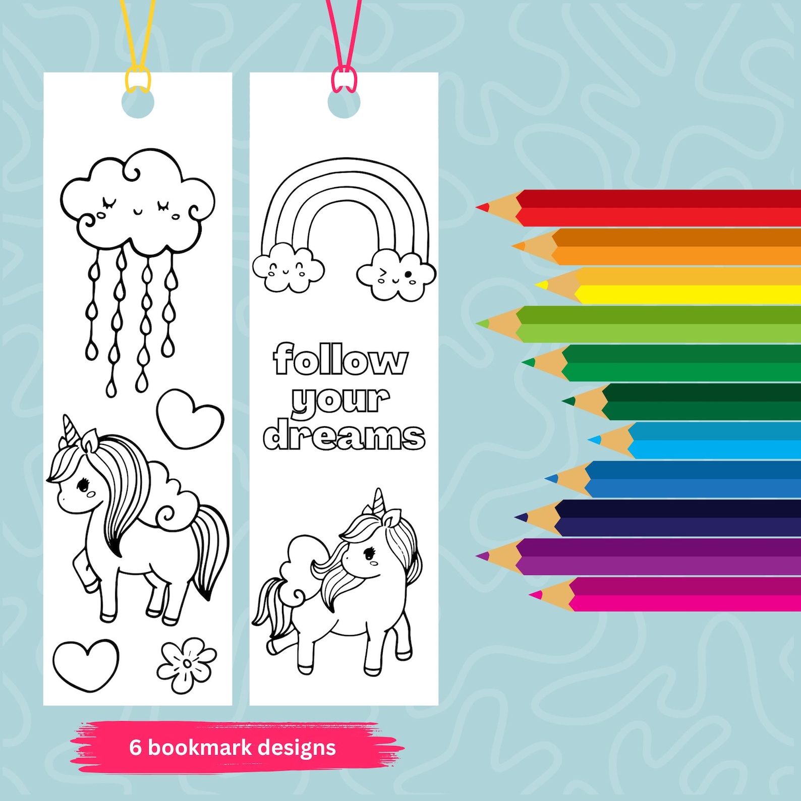 Unicorn Coloring Bookmarks for Kids, Animal Coloring Bookmarks, Unicorn ...
