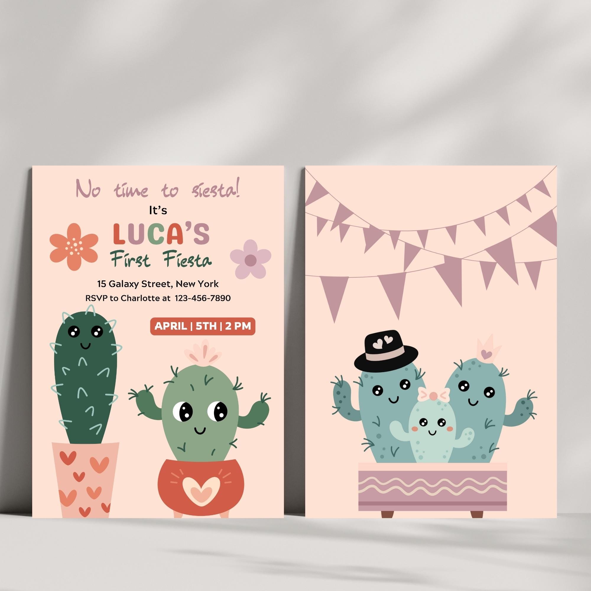 Editable Cactus Birthday Invitation, Cactus Theme Party, Mexican Theme ...