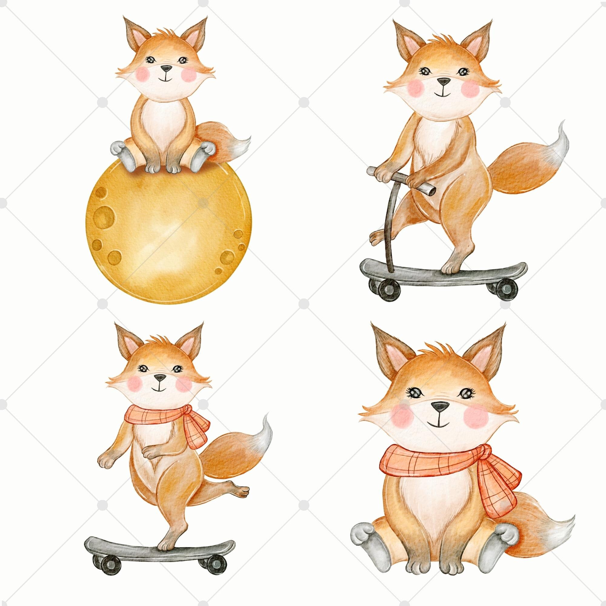 Watercolor Fox Clipart Watercolor Fox PNG Fox Clipart Cute - Etsy